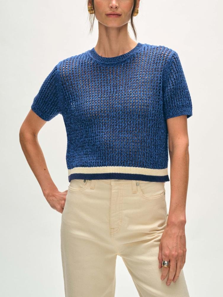 WHITE+WARREN- Organic Cotton Mesh Tshirt Blue Marble – Splurge Women’s ...